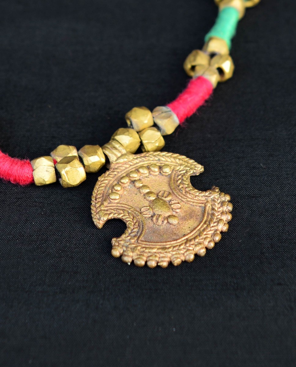 Diamond shaped dhokra beads necklace - CRAFTS ODISHA