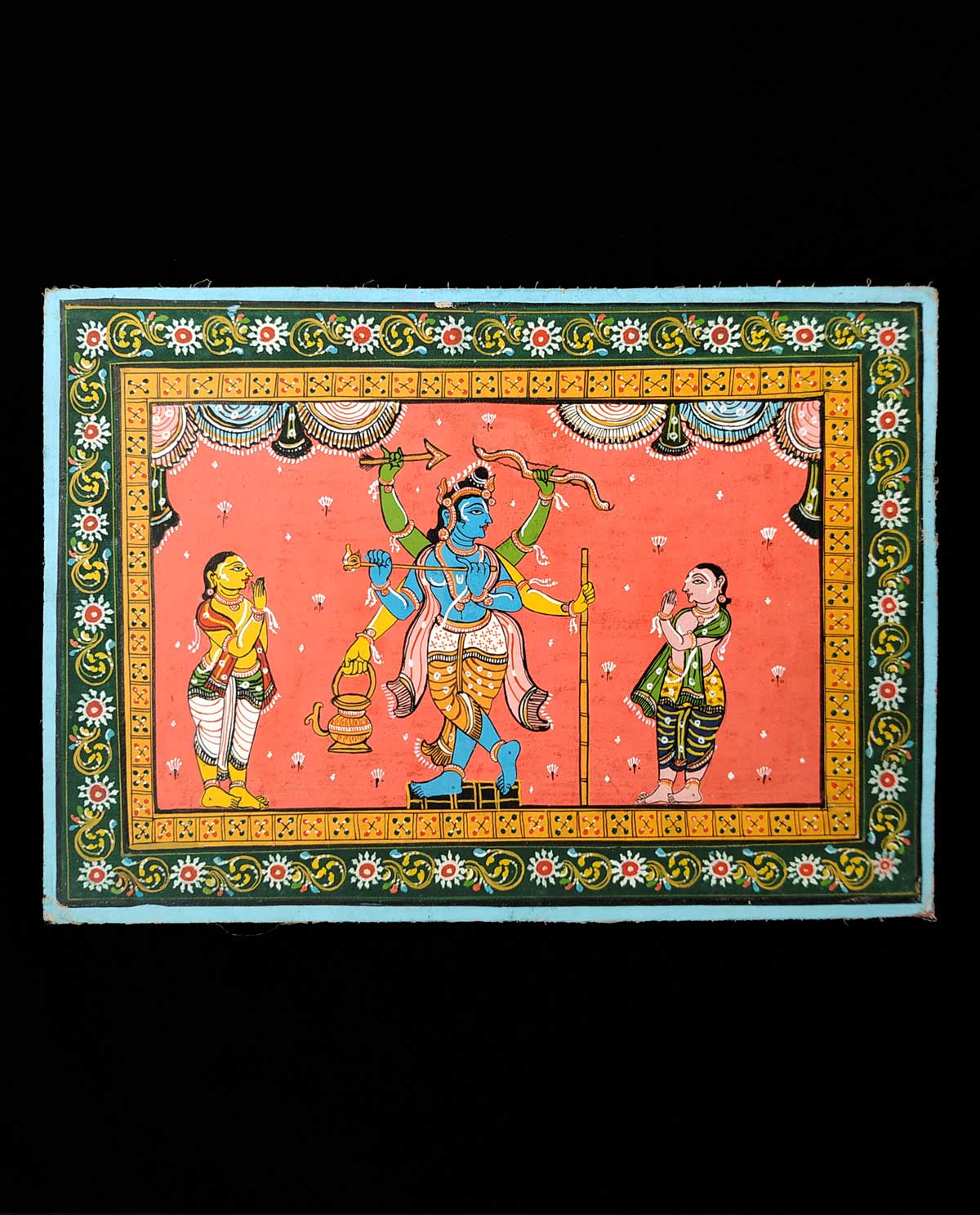 B/W Lord Krishna Story Pattachitra Canvas Painting - CRAFTS ODISHA