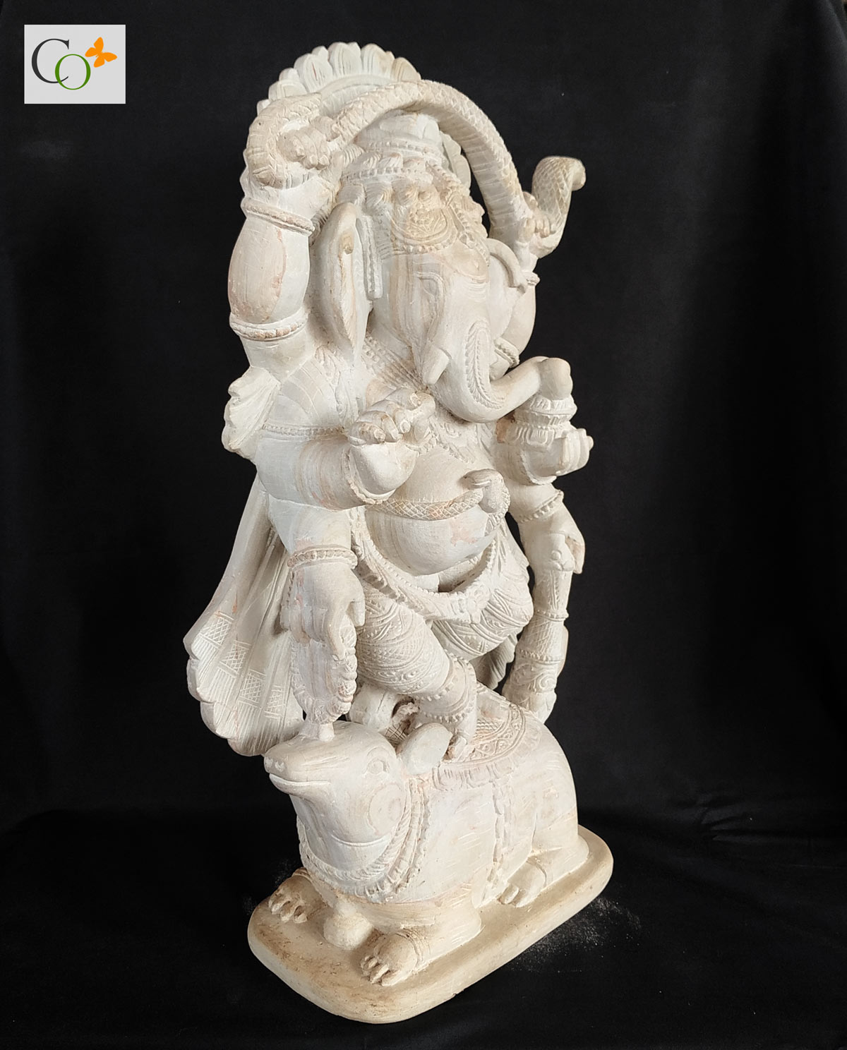 Dancing Ganesh Statue on Mushika Holding Snake