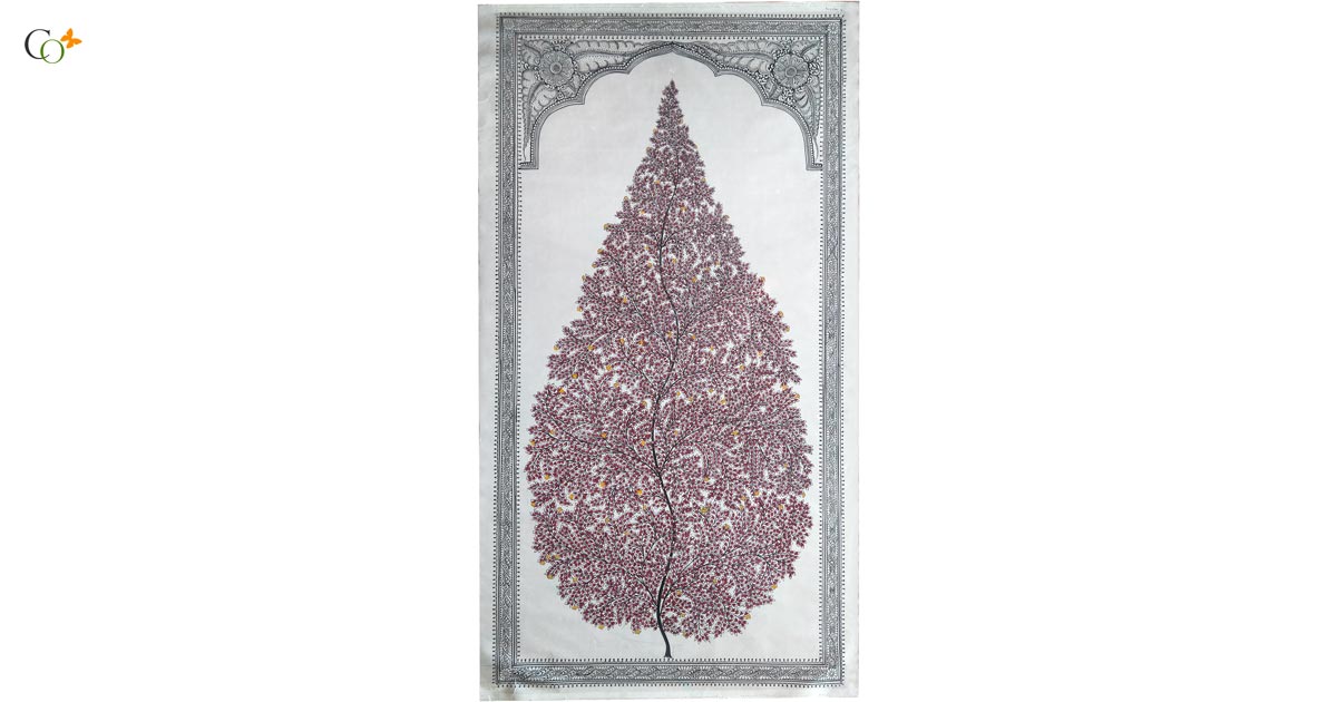 Plum Color Tree Tasar Painting 21 x 41 in
