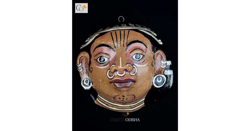 Tribal Woman – Sepia Colour – Paper Mache Mask Wall Decor | CRAFTS ODISHA