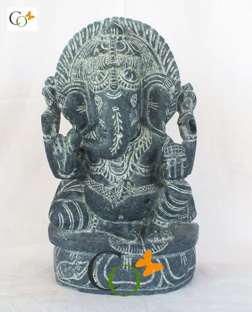 Granite Stone 12.5 inch Sitting Left Trunk Vastu Ganesh Idol | Crafts ...