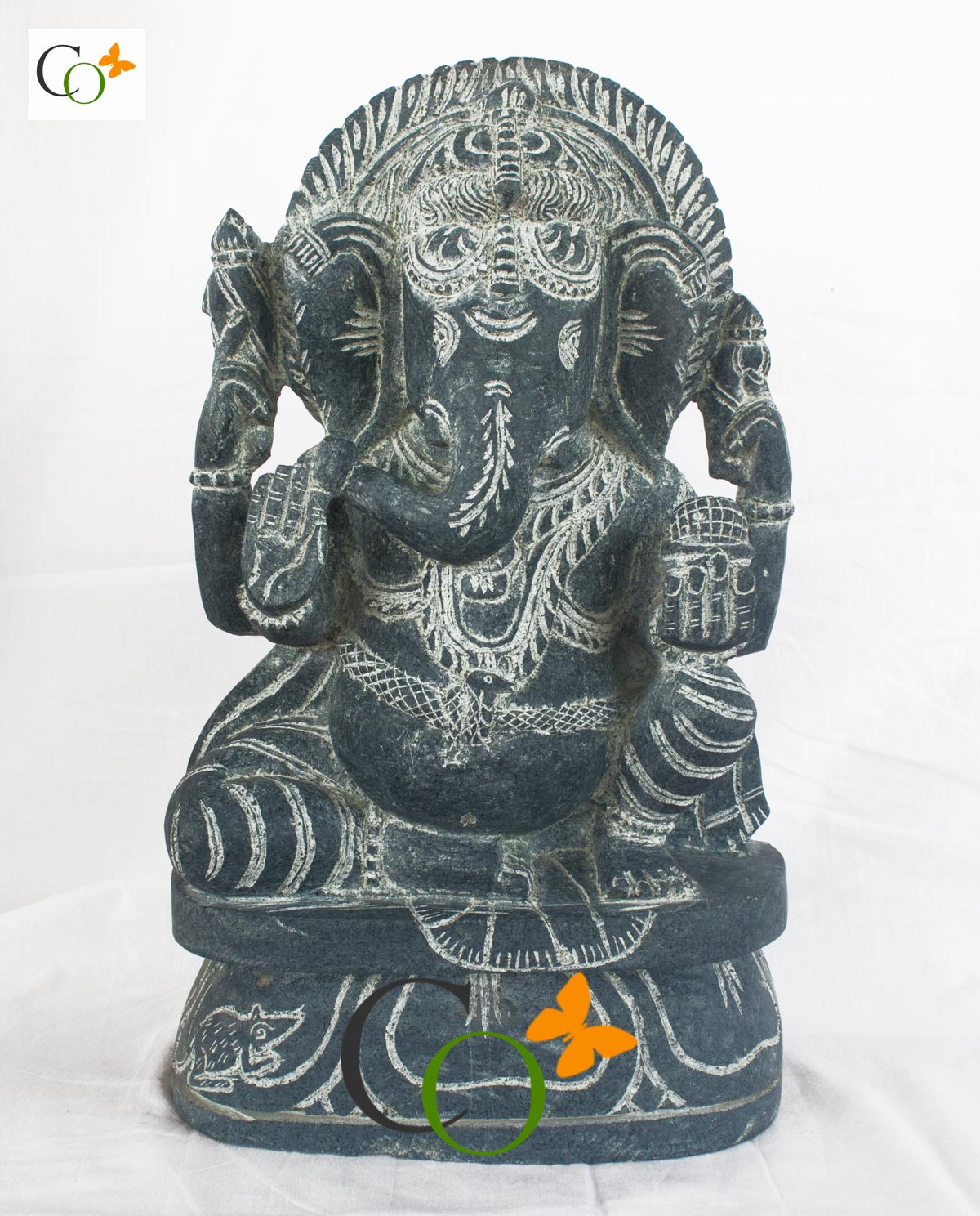 Siddhi Vinayak Puja Ganesh Statue in Granite Stone 15 in| Crafts Odisha
