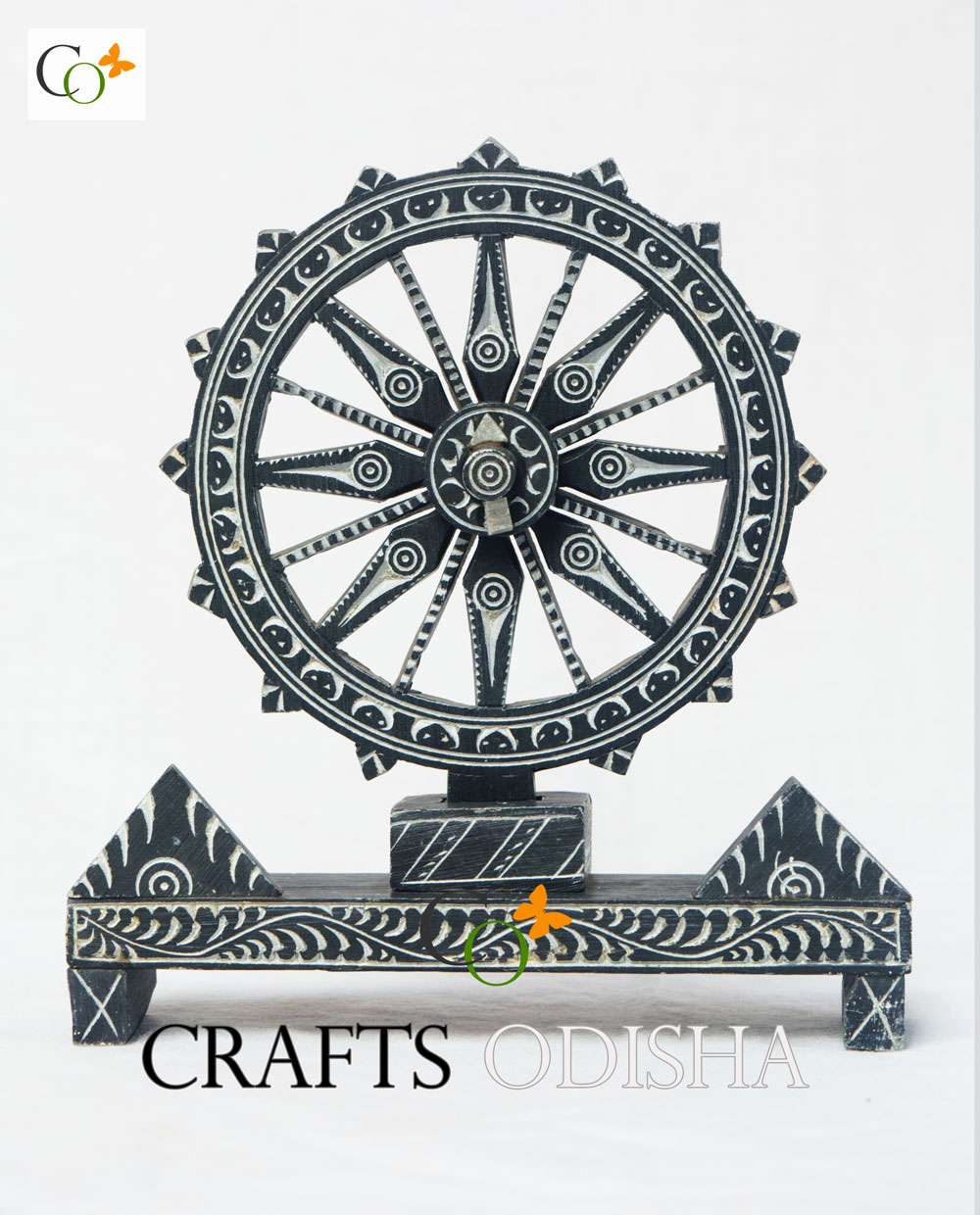 Black Stone Konark Temple Wheel For Home Decor Sculpture 5.5 in ...