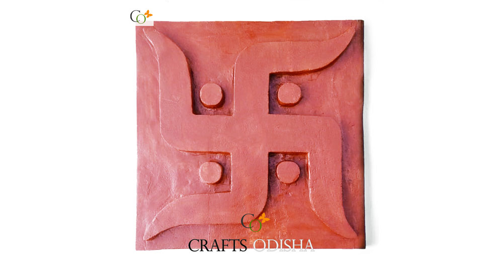 Sandstone Swastik Symbol Engraved Plate Work 18 x 18 in | CRAFTS ODISHA