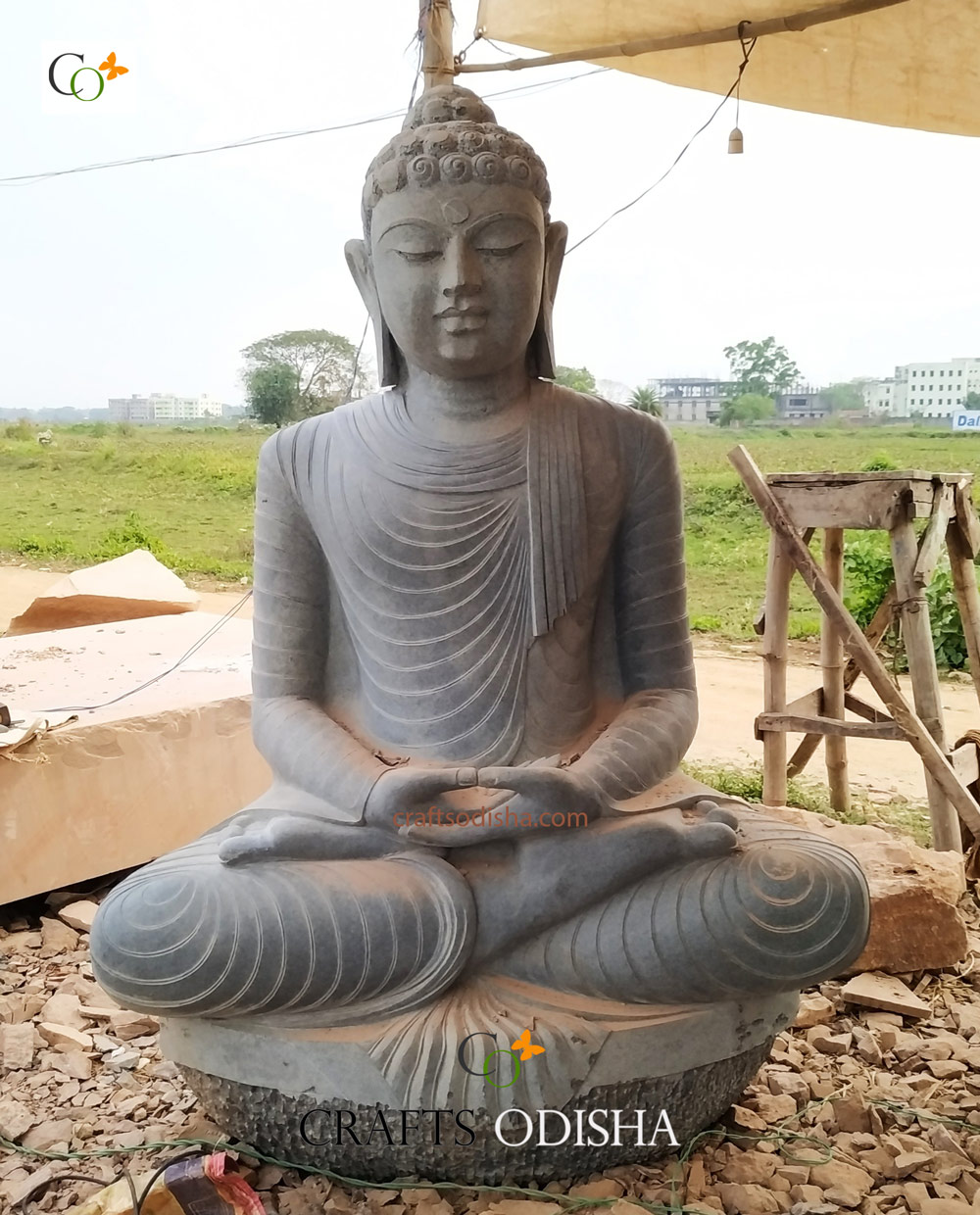 Granite Muguni Stone Meditation Statue of Lord Buddha for Garden 6 ft CRAFTS ODISHA