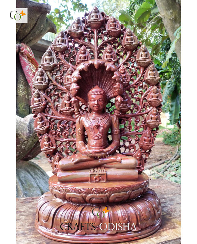 Pink Soft Stone Khanja Work Buddha Decorative Statue for Home - CRAFTS ...