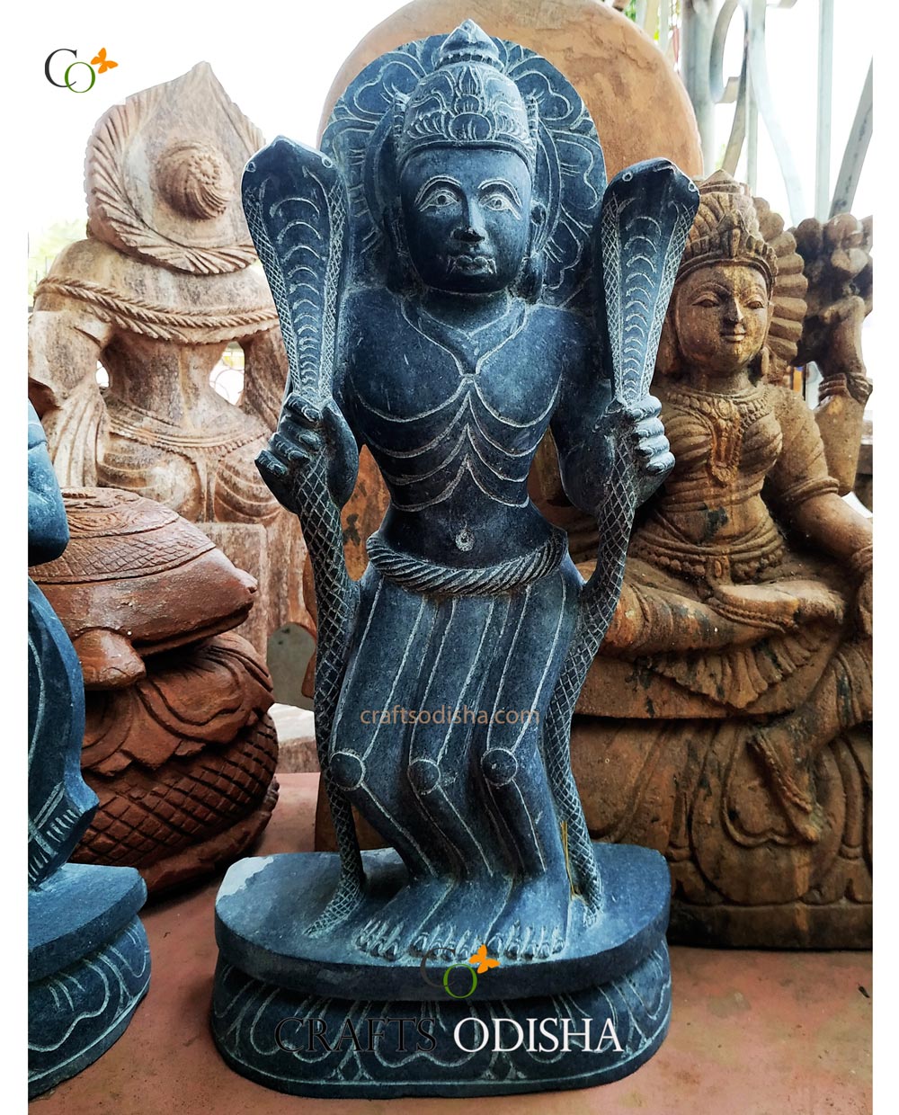 Black Stone Granite Shiv Ji's Standing Bhrungi Statue for Temple Puja ...