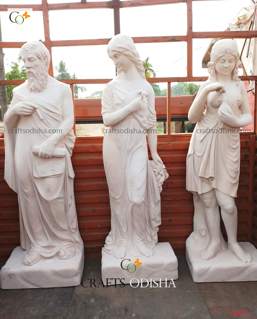 Pink Sandstone Standing Lady Statue for Outdoor Garden Decoration ...