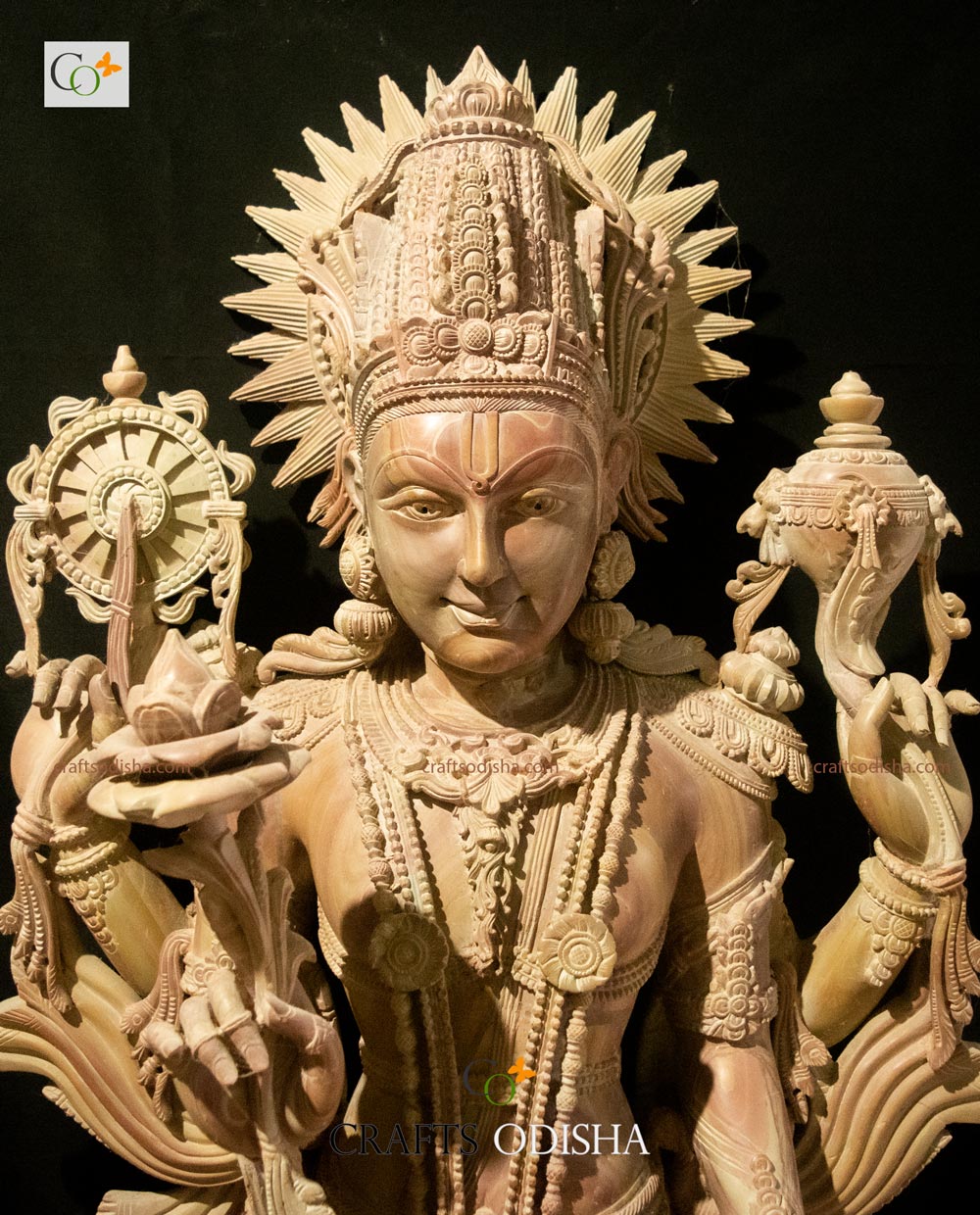 Hindu God Vishnu Statue Lord Vishnu Brass Statue 5.8" Brass God