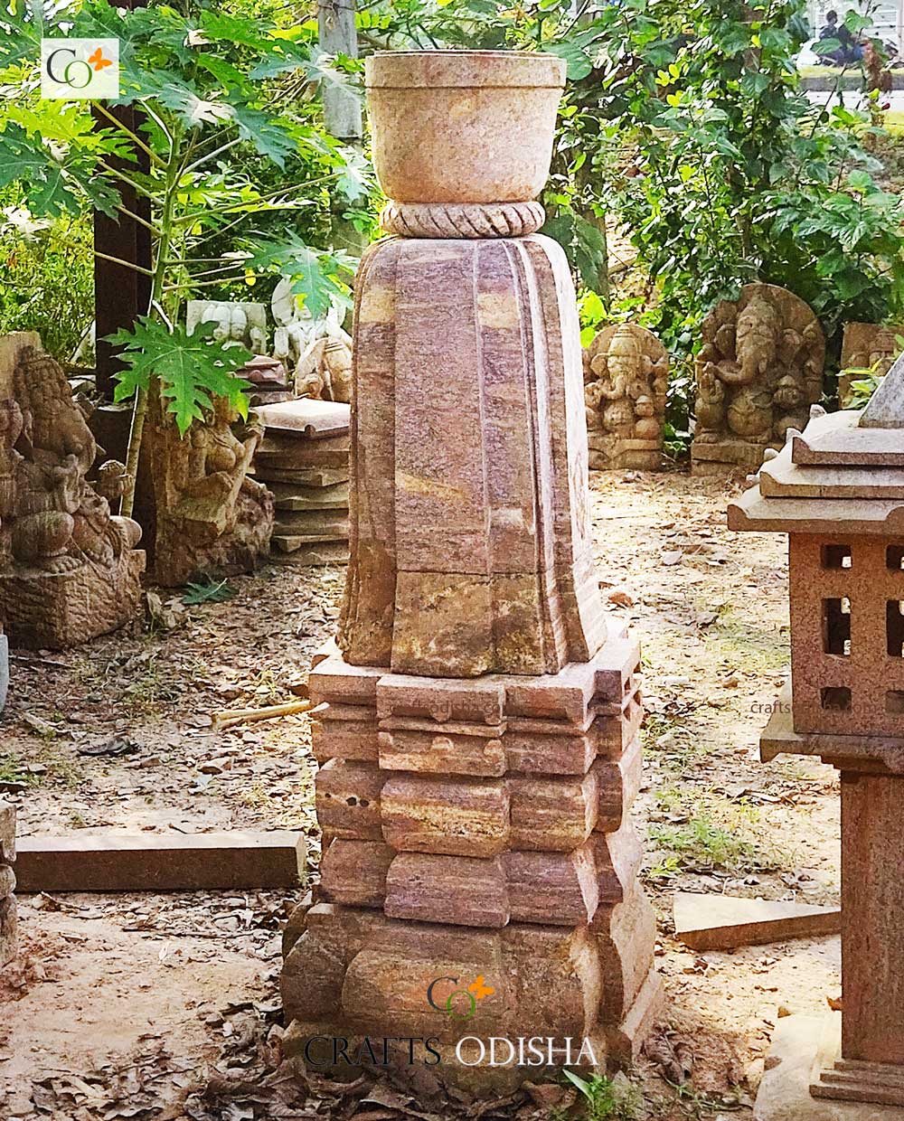 Sandstone Khandolite Stone Tulsi Chaura Tulsi Pot for Puja - CRAFTS ODISHA