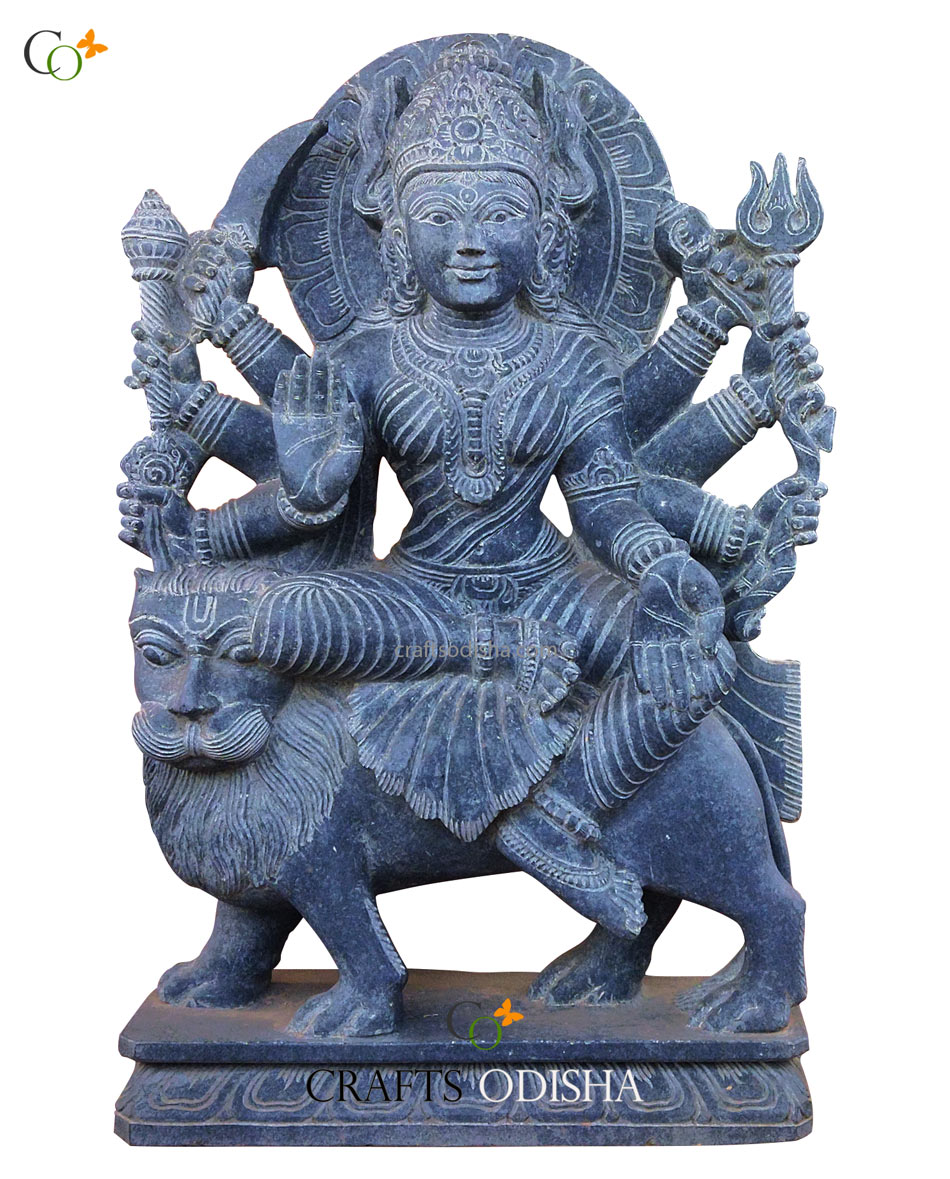 Blackstone Ashtabhuja Simha Vahini Maa Durga Statue 2.5 ft | Crafts Odisha