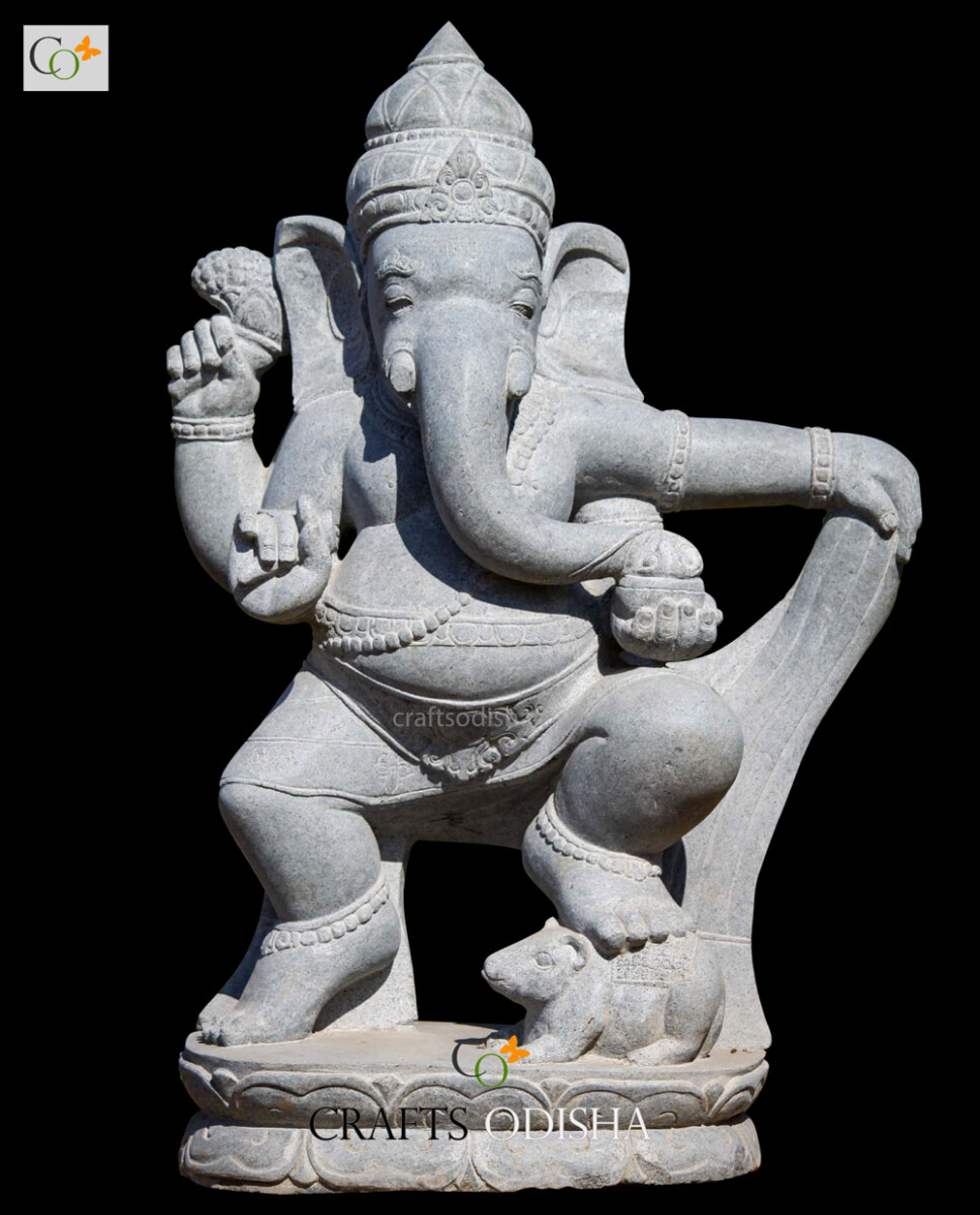 Granite Muguni Stone Dancing Ganesha Sculpture - CRAFTS ODISHA