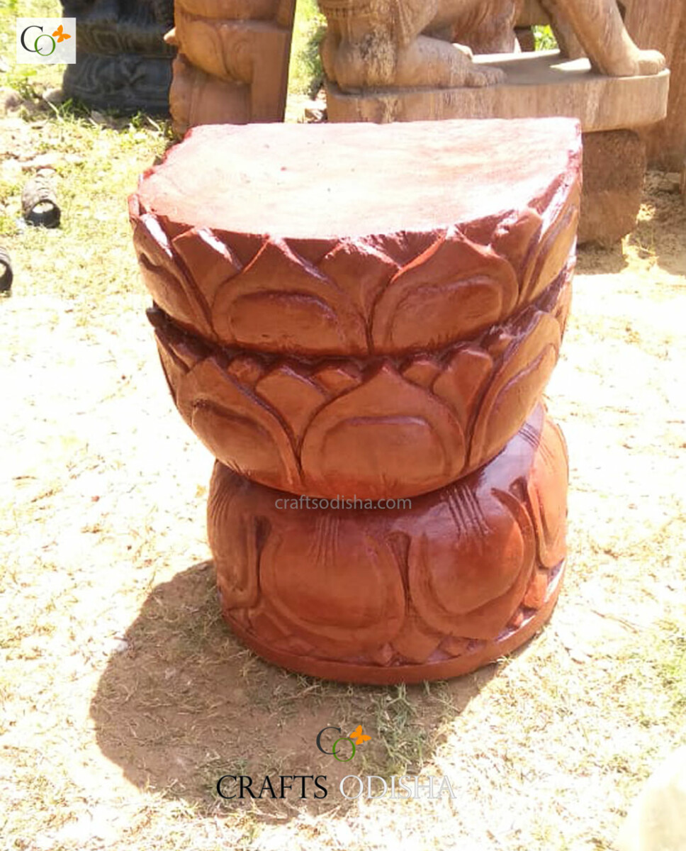 Sandstone Lotus Pedestal for Statue Placement | Crafts Odisha
